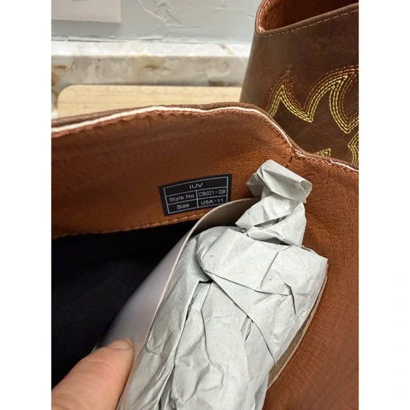 IUV Wandering Western Dark Brown Embroidered Square Toe Cowboy Boots ...